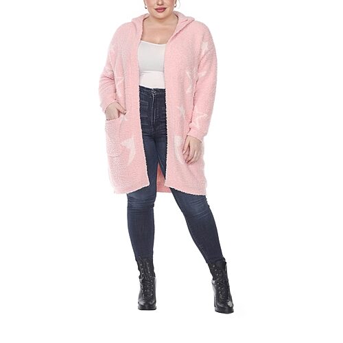 Click here for White Mark Plus Size Hooded Open Front Sherpa Swea... prices