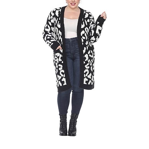 Click here for White Mark Plus Size Leopard Print Open Front Sher... prices
