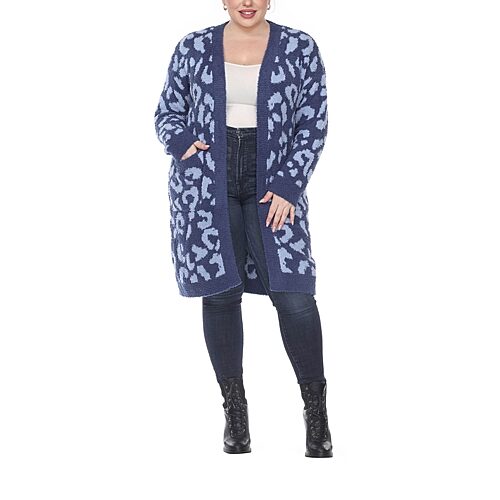 Click here for White Mark Plus Size Leopard Print Open Front Sher... prices