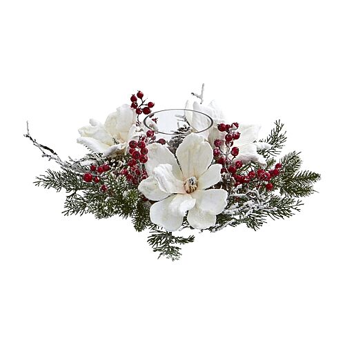 Click here for Nearly Natural Magnolia & Berry Arrangement Candel... prices