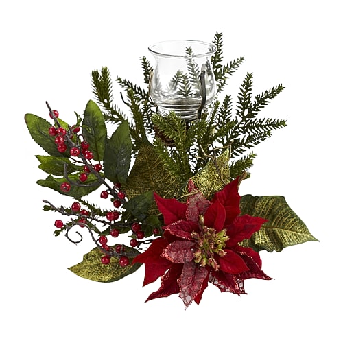 Click here for Nearly Natural Poinsettia Candelabrum Christmas Ta... prices