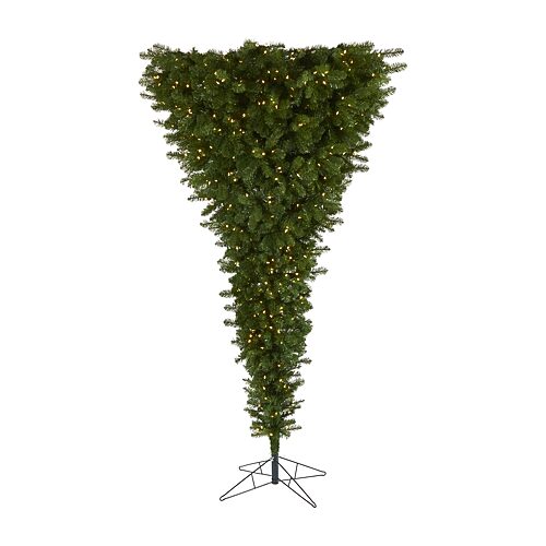 Click here for Nearly Natural Upside Down Faux 8 Foot Pre-Lit Spr... prices