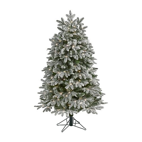 Click here for Nearly Natural Flocked Faux 5 Foot Pre-Lit Fir Chr... prices