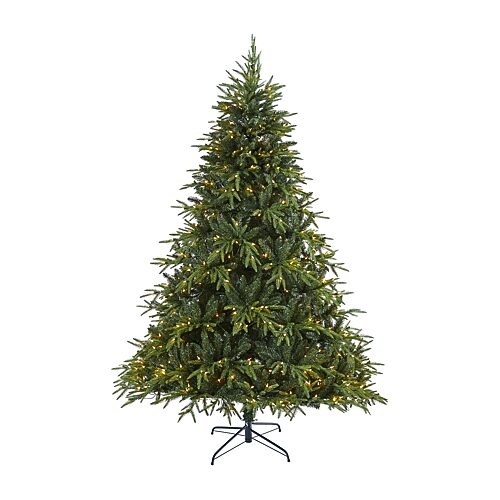 Nearly Natural Colorado Mountain Fir Natural Look Artificial Christmas Tree with 600 Clear Led Lights and 3048 Bendable Branches - Green