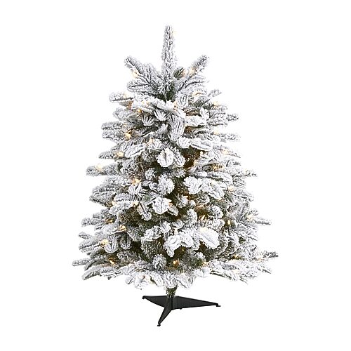 Click here for Nearly Natural Flocked 3 Foot Pre-Lit Fir Christma... prices