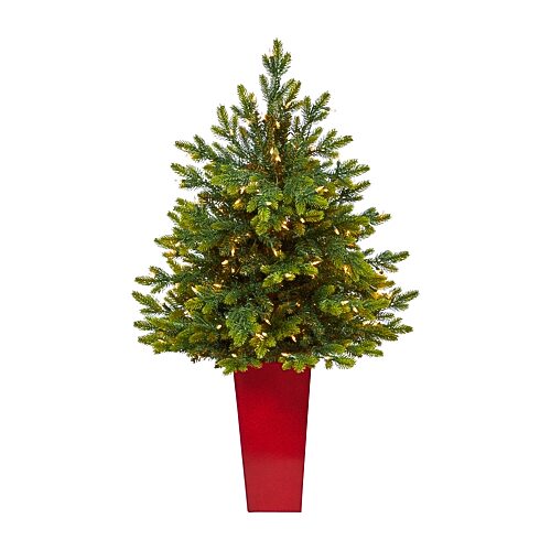 Click here for Nearly Natural In Red Planter 4 Foot Pre-Lit Fir C... prices