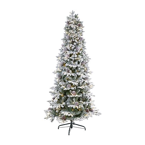 Click here for Nearly Natural Flocked Faux 7 1/2 Foot Pre-Lit Chr... prices