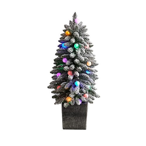 Click here for Nearly Natural Flocked Faux 3 Foot Pre-Lit Fir Chr... prices