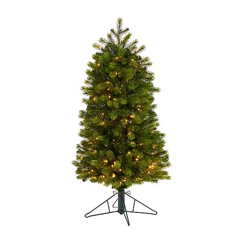 Click here for Nearly Natural Slim Faux 4 Foot Pre-Lit Spruce Chr... prices