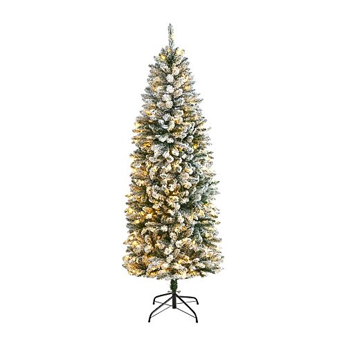 Click here for Nearly Natural Slim Flocked Faux 6 Foot Pre-Lit Fi... prices