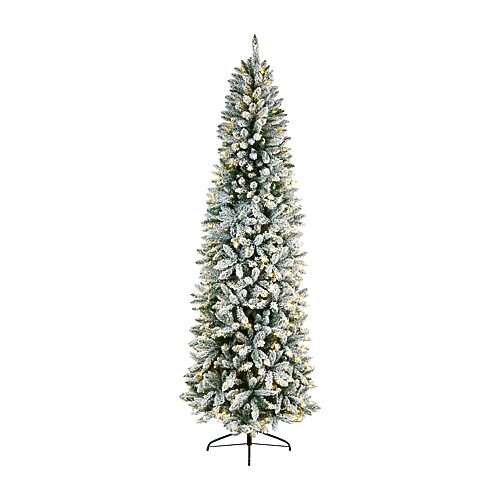 Click here for Nearly Natural Slim Flocked Faux 8 Foot Pre-Lit Fi... prices