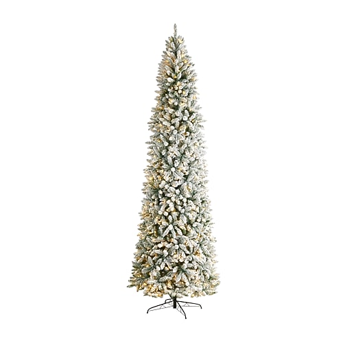 Click here for Nearly Natural Slim Flocked Faux 10 Foot Pre-Lit F... prices