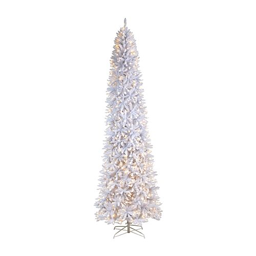 Click here for Nearly Natural Slim White Faux 11 Foot Pre-Lit Chr... prices