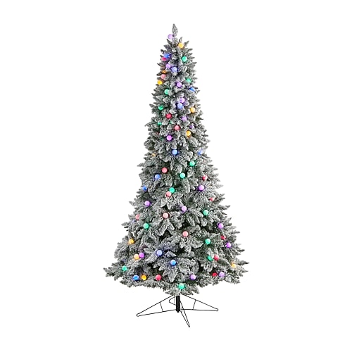 Click here for Nearly Natural Flocked Faux 8 1/2 Foot Pre-Lit Fir... prices
