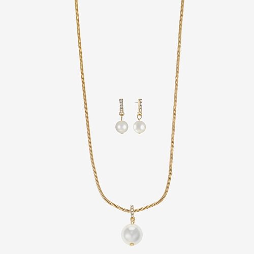 Click here for Liz Claiborne Gold Tone Pendant Necklace And Drop... prices