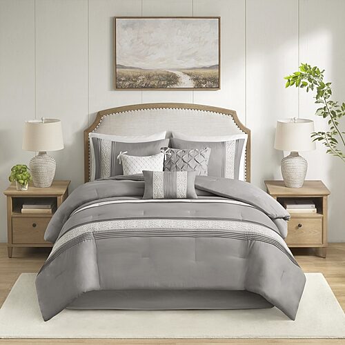 Click here for Madison Park Lacey 7-Pc. Comforter Set  King - Gre... prices