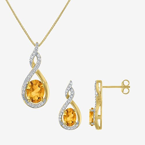 Click here for Gemstone 14K Gold Over Silver 2-pc. Oval Jewelry S... prices