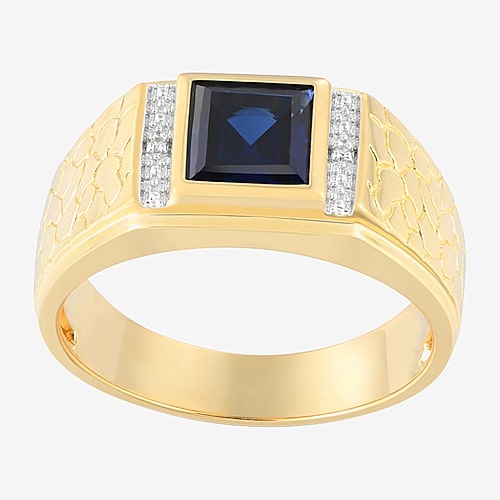 Click here for Mens Diamond Accent Lab Created Blue Sapphire Ster... prices