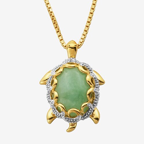 Click here for Jade Turtle Pendant Necklace 14K/Sterling Silver... prices