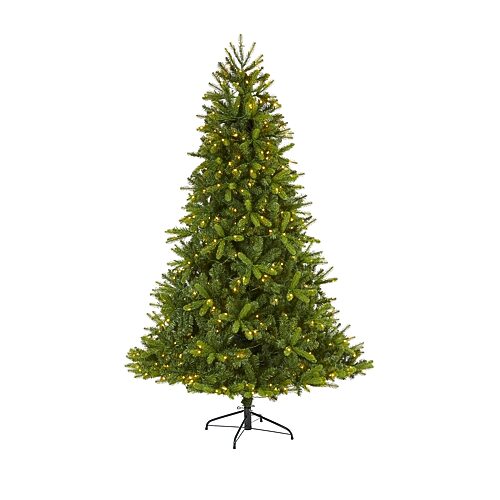 Click here for Nearly Natural New Haven Faux 7 Foot Pre-Lit Spruc... prices