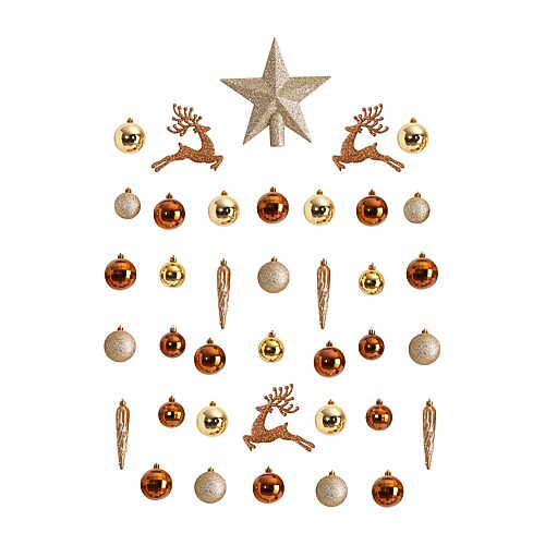 Holiday Christmas 40 Piece Lux Shatterproof Ornament Set - Gold-tone