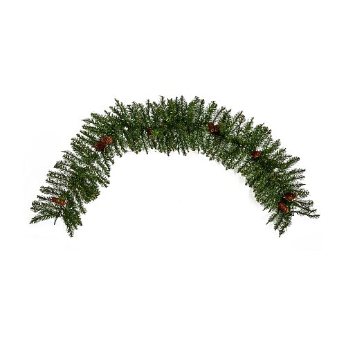Nearly Natural 6ft. Mixed Pines Faux Pre-Lit Christmas Indoor Garland  One Size  Green