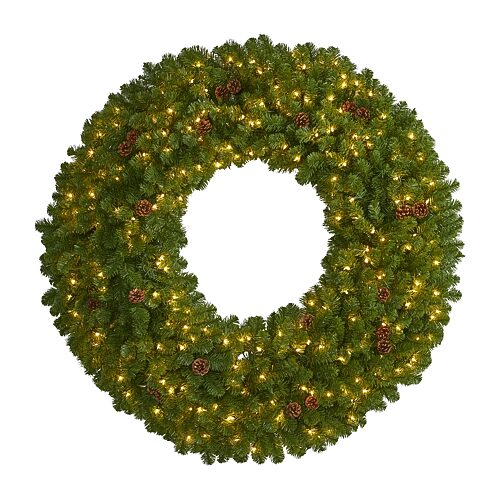 Click here for Nearly Natural Giant Faux Pre-Lit Wreath  One Size... prices