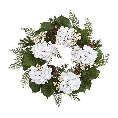 Click here for Nearly Natural 24in. Faux Hydrangea Wreath  One Si... prices