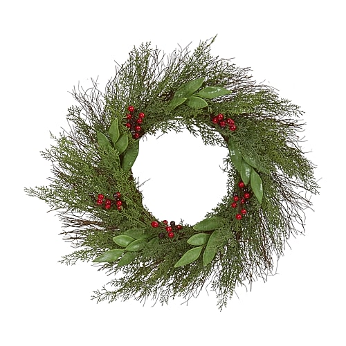 Click here for Nearly Natural 20in Cedar Berry Wreath  One Size... prices