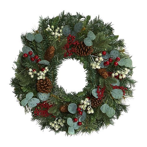 Click here for Nearly Natural Pine Artificial Wreath  One Size  G... prices
