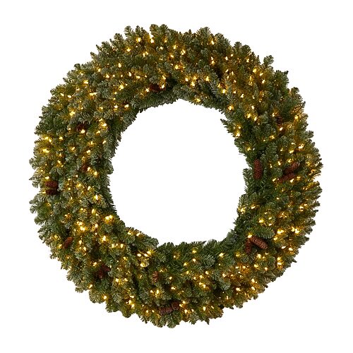 Click here for Nearly Natural 5ft. Flocked Faux Pre-Lit Wreath  O... prices