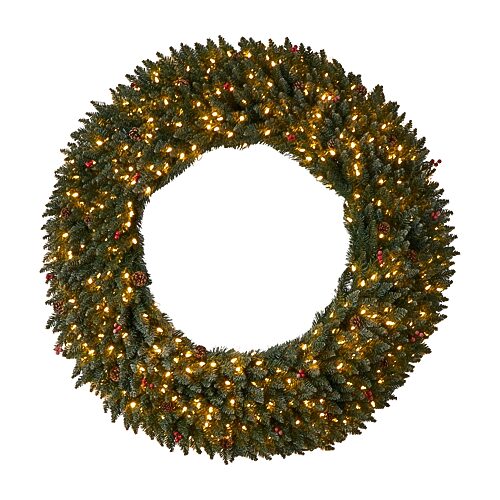 Click here for Nearly Natural 5ft. Large Flocked Faux Pre-Lit Wre... prices