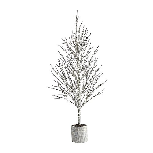 Nearly Natural Snowed Twig Artificial Tree in Decorative Planter - White