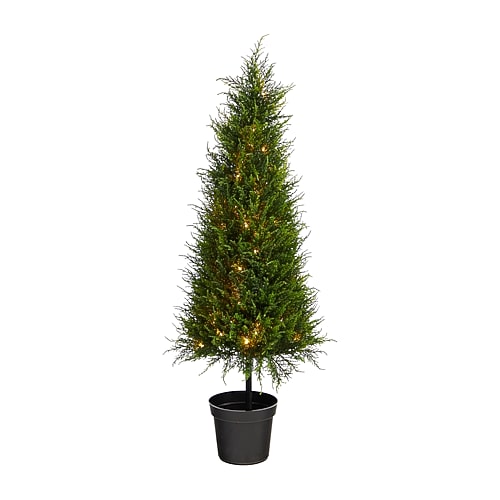 Click here for Nearly Natural Cypress Faux 3 1/2 Foot Pre-Lit Chr... prices