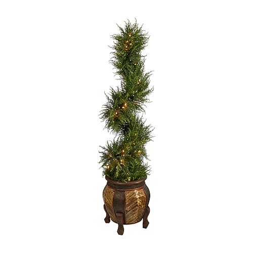 Click here for Nearly Natural Spiral Cypress 4 1/2 Foot Pre-Lit C... prices