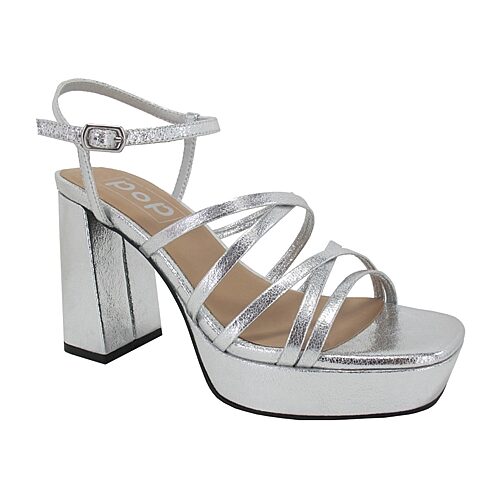 Click here for Pop Womens Kallie Heeled Sandals  9 Medium  Silver prices