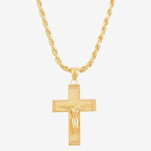 Click here for 18K Gold Over Silver Crucifix Pendant Necklace  On... prices