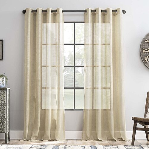 Click here for Slub Textured Linen Blend Grommet Top Curtain - Sa... prices