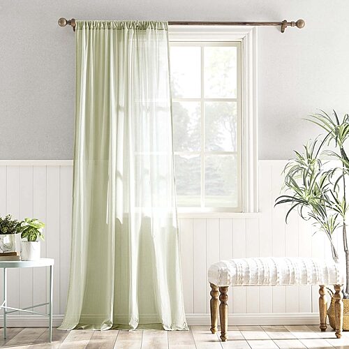 Click here for 100 Cotton Sheer Curtain - Moss green prices