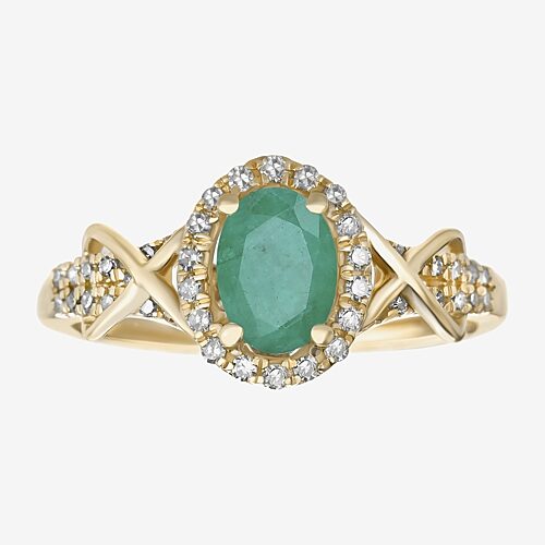 Click here for 1/4 CT. T.W. Diamond and Genuine Emerald 10K Yello... prices