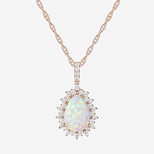 Click here for Womens Lab Created White Opal 14K Rose Gold Over S... prices