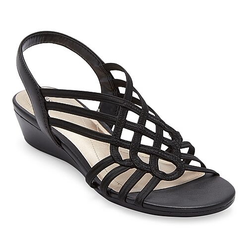 Click here for east 5th Womens Reno Wedge Sandals  12 Medium  Bla... prices