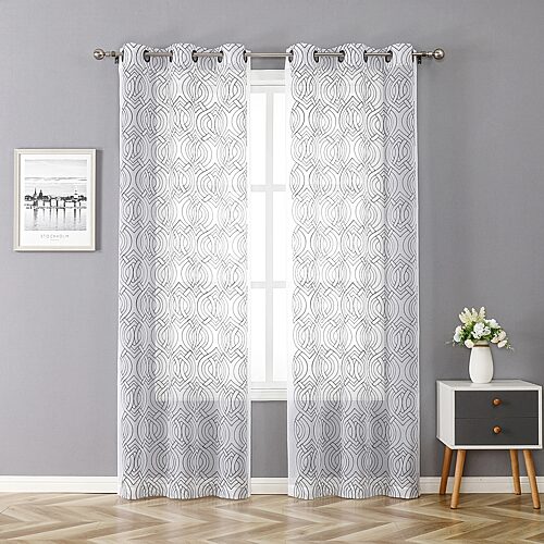 Click here for Regal Home Willa Grommet Top Embroidered Sheer Set... prices