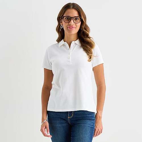 Click here for St. Johns Bay Womens Short Sleeve Polo Shirt  Peti... prices