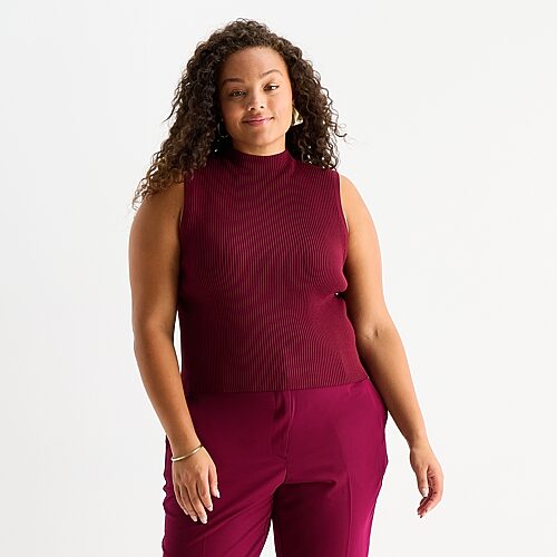 Click here for Worthington Plus Womens Mock Neck Sleeveless Pullo... prices