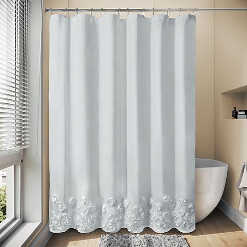 Click here for Awesome Home Floral Ruffle Shower Curtain  One Siz... prices