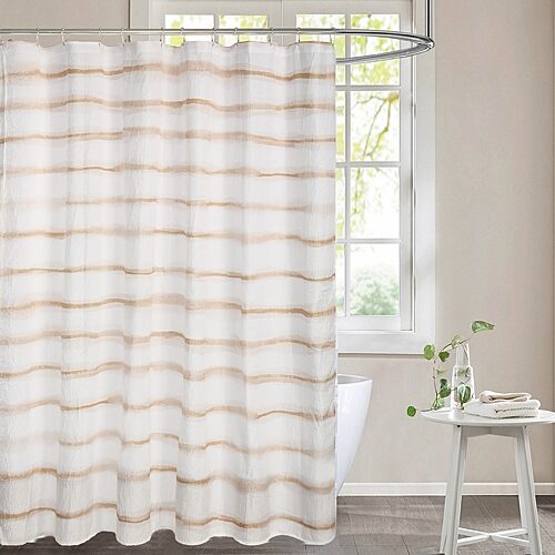 Click here for Awesome Home Wavy Stripe Recycled Shower Curtain... prices