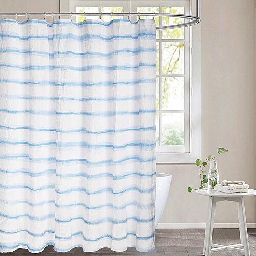 Click here for Awesome Home Wavy Stripe Recycled Shower Curtain... prices
