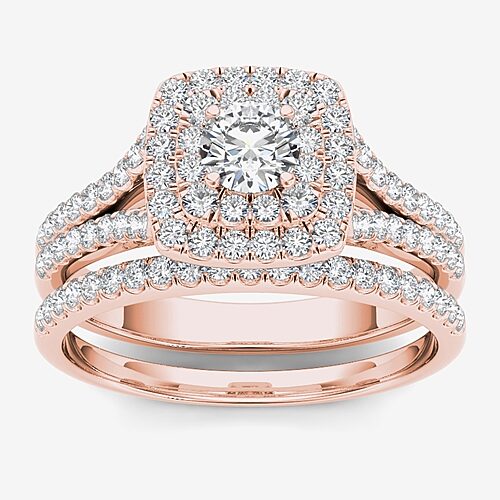 Click here for 1 CT.T.W. Natural Diamond 10K Rose Gold Bridal Rin... prices