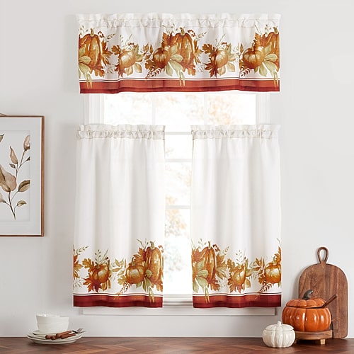 Click here for Threadmade Autumn Pumpkin Grove 3-pc. Rod Pocket W... prices